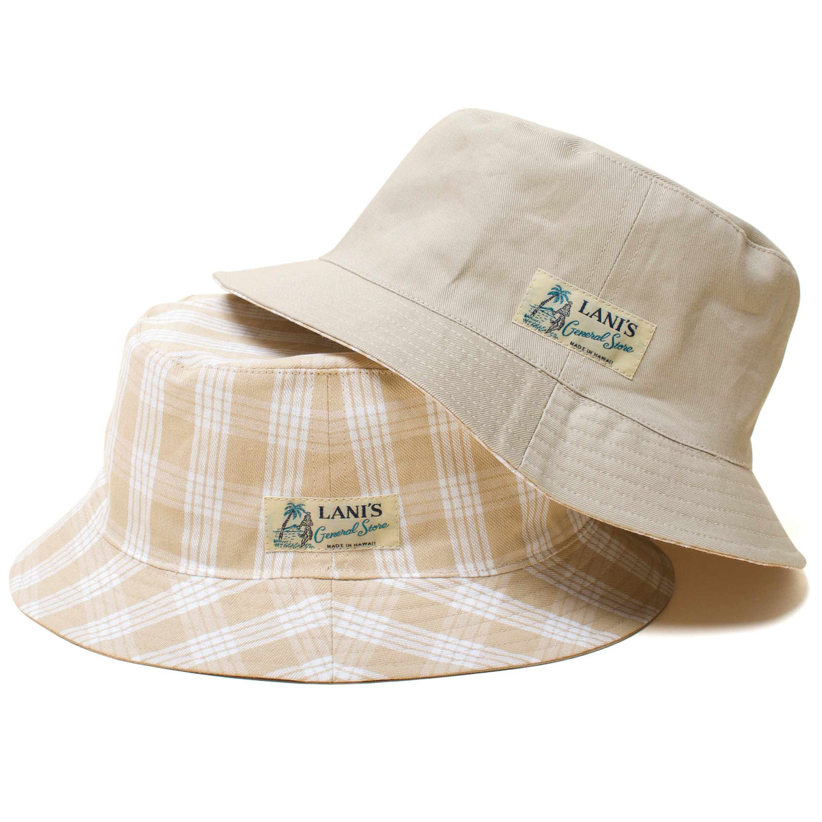 LANI'S General Store | Reversible Palaka Hat Beige | Made in Hawaii U.S.A.